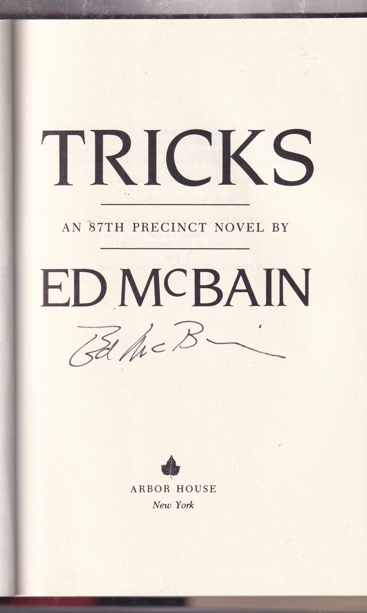 Tricks: An 87th Precinct Novel signed first edition | Ed McBain | First ...